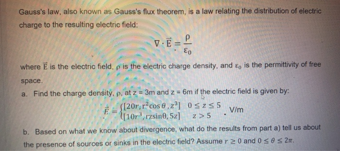 Solved Gauss's law, also known as Gauss's flux theorem, is a | Chegg.com