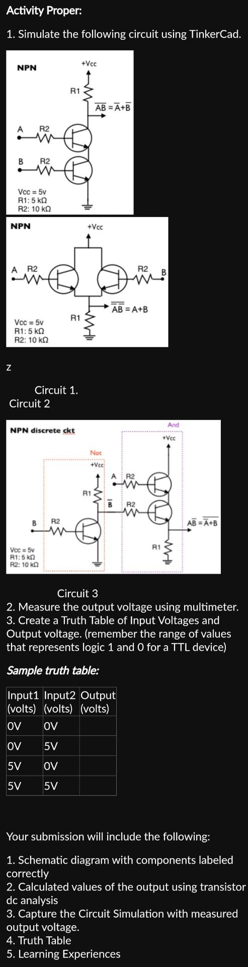 Solved Activity Proper: 1. Simulate the following circuit | Chegg.com