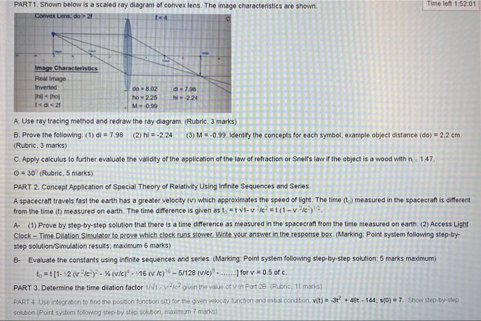 Solved Time len 1:52:01 PART1. Shown below is a scaled ray | Chegg.com