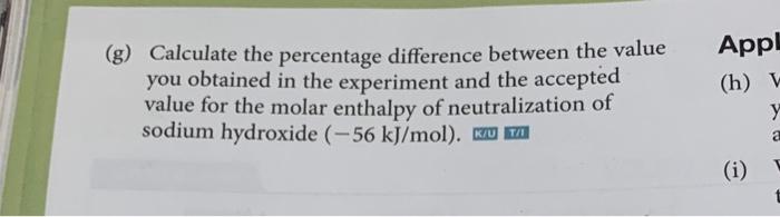 Solved g) Calculate the percentage difference between the | Chegg.com
