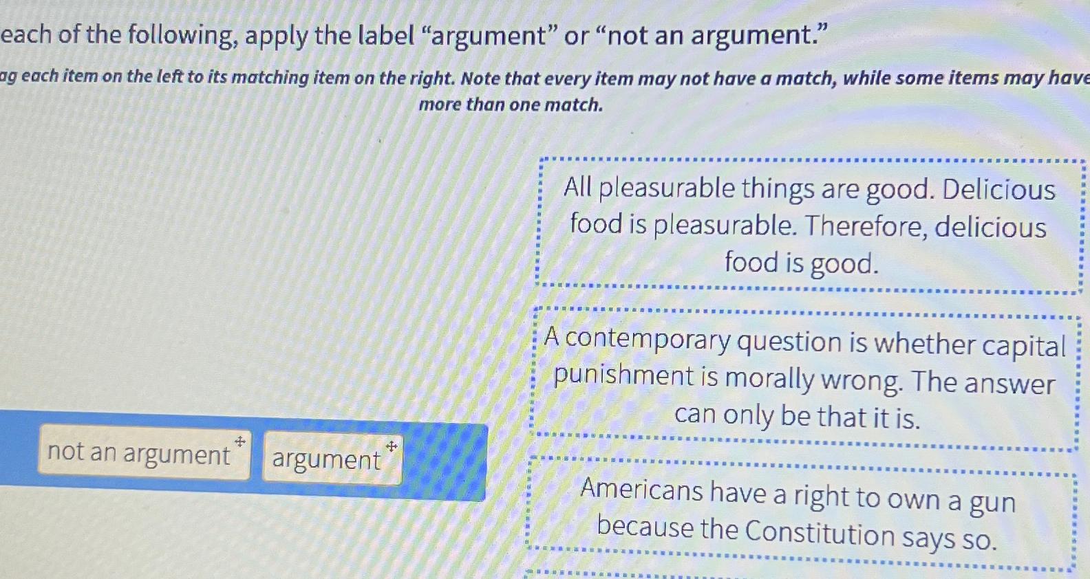 Solved Each Of The Following Apply The Label Argument Or 