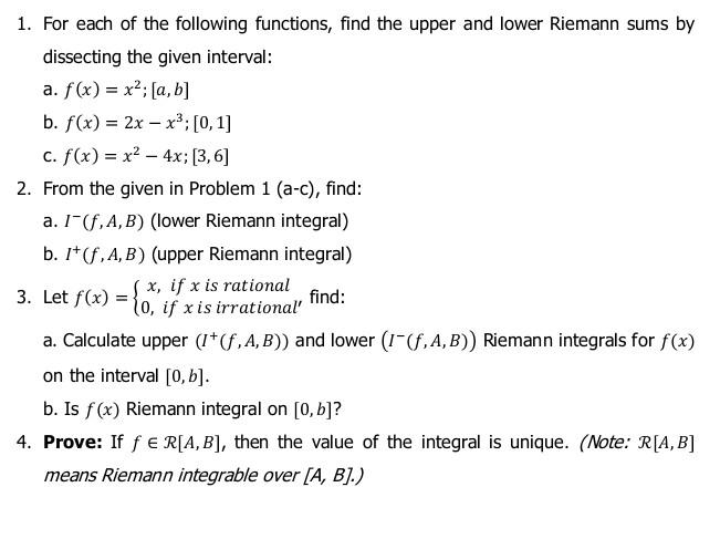 Solved 1. For each of the following functions, find the | Chegg.com