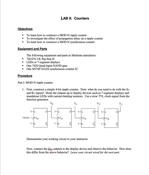 LAB 8: Counters Objectives To learn how to construct | Chegg.com