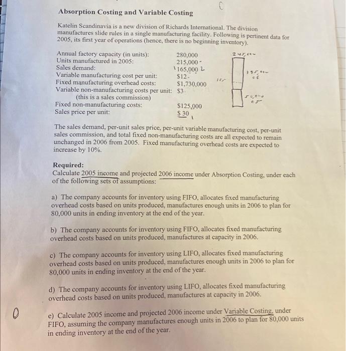 Solved Absorption Costing and Variable Costing Katelin | Chegg.com