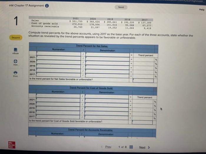 Solved HW Chapter 17 Assignment (i) 1 Compute trend percents | Chegg.com