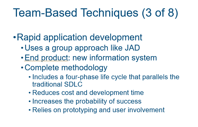 Solved Team-Based Techniques (3 ﻿of 8)-Rapid application | Chegg.com