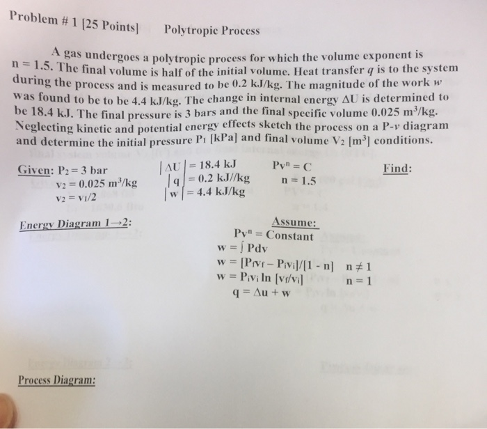Solved problem #1 (25 Points Polytropic Process n = 1.5. The | Chegg.com