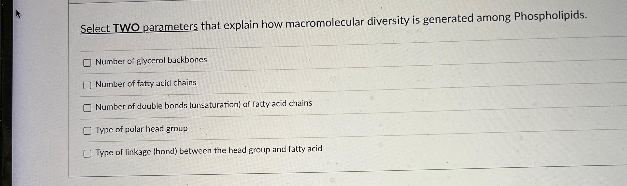 Solved Select TWO parameters that explain how macromolecular | Chegg.com