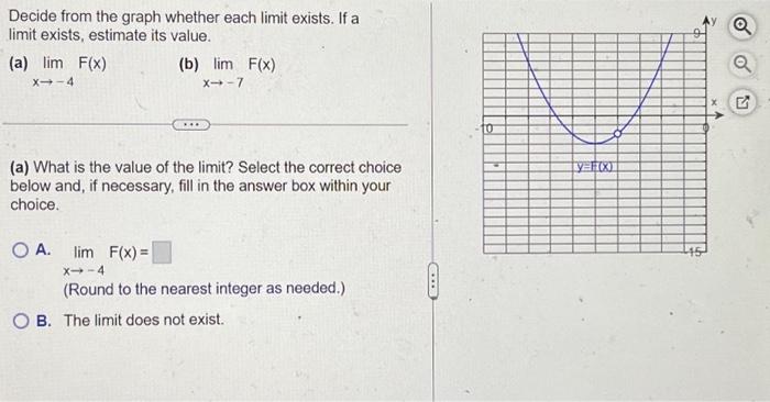 Decide From The Graph Whether Each Limit Exists If A