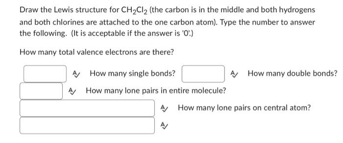 Solved Draw the Lewis structure for CH₂Cl2 (the carbon is in | Chegg.com