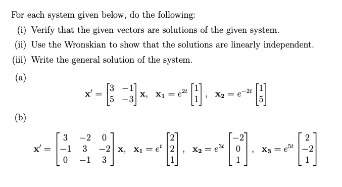 Solved For each system given below, do the following:(i) | Chegg.com