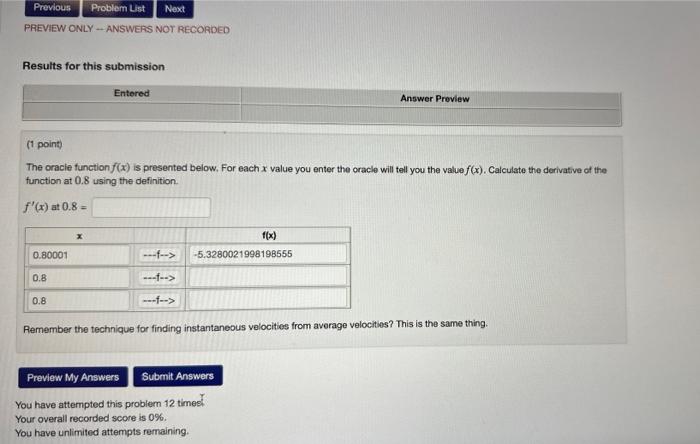 Solved Results for this submission (1 point) The oracle | Chegg.com