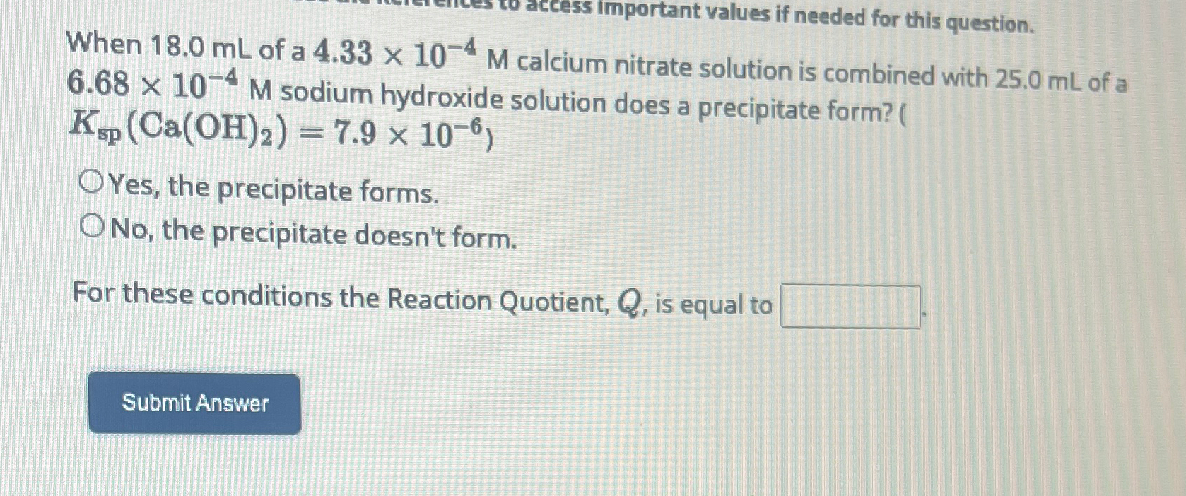 Solved When 18.0mL ﻿of a 4.33×10-4M ﻿calcium nitrate | Chegg.com