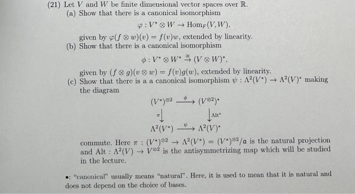 Solved 21) Let V and W be finte dimensional vector spaces | Chegg.com