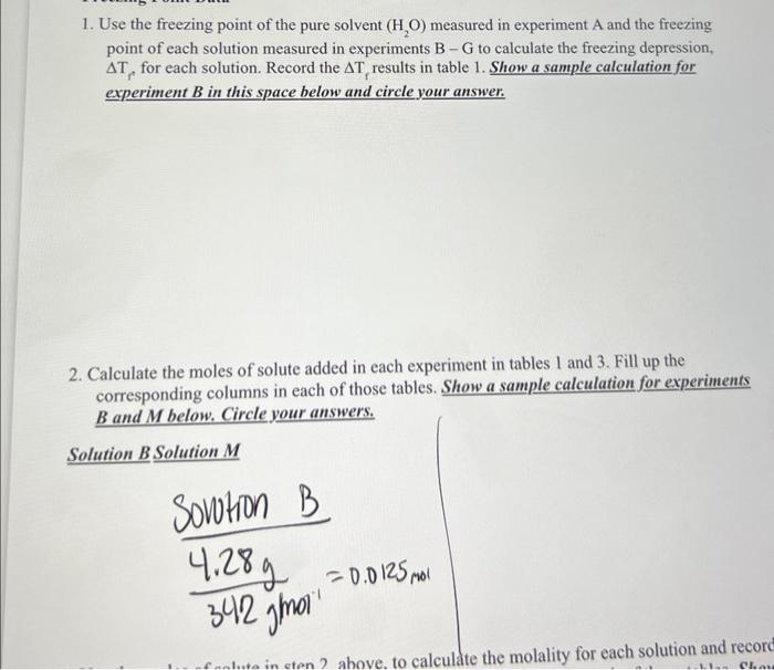 Solved Part 1: Freezing Point Depression Data Collect all | Chegg.com