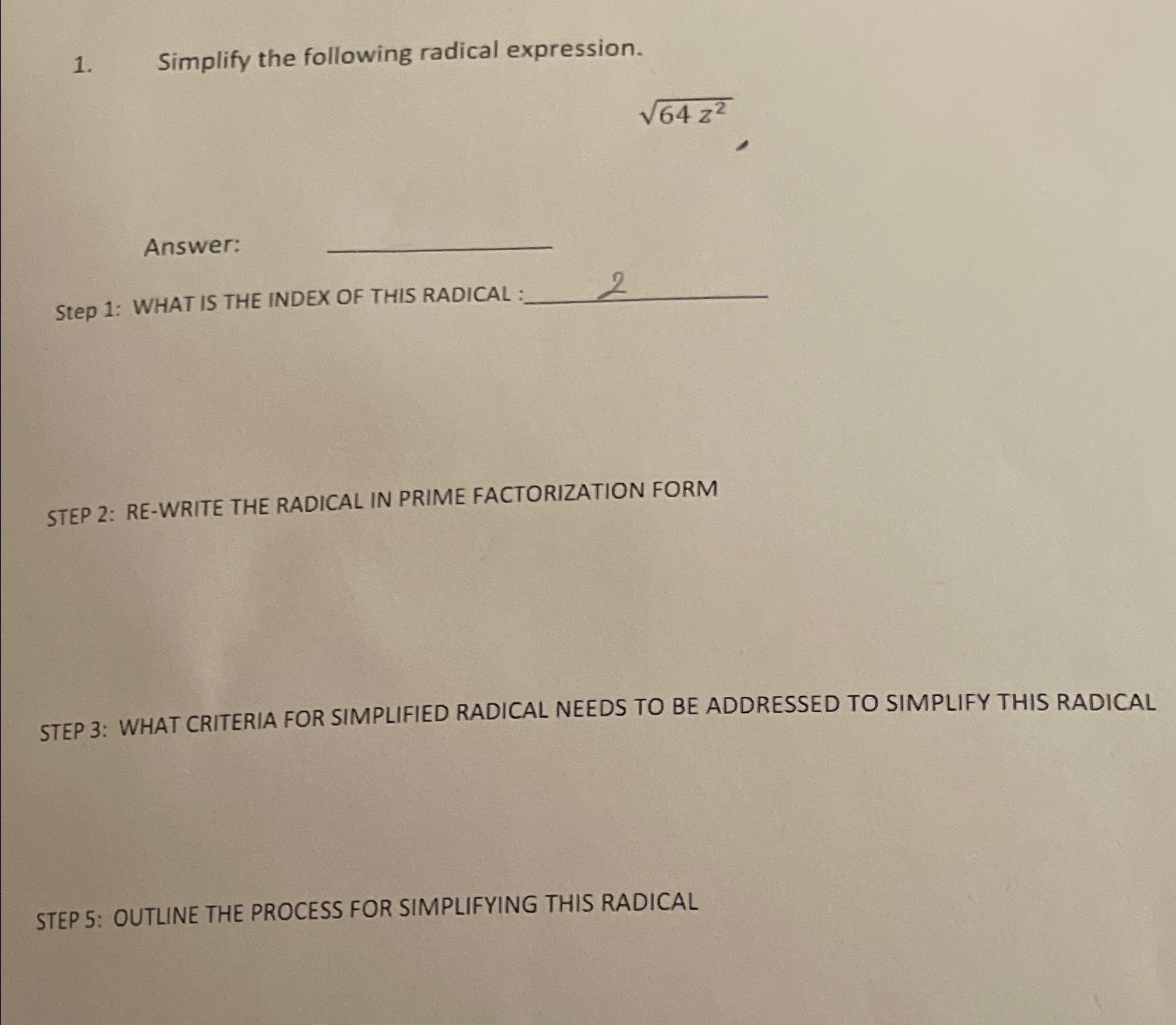 Solved Simplify the following radical | Chegg.com