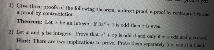 Solved pdf. 1) Give three proofs of the following theorem: a | Chegg.com