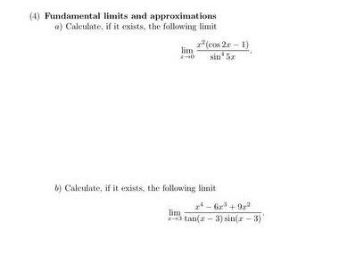 Solved (4) Fundamental limits and approximations a) | Chegg.com