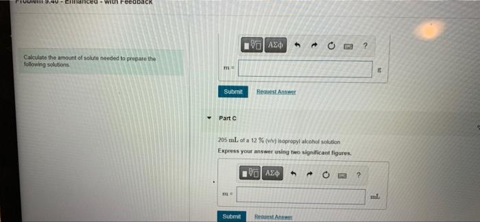 Solved Calculate the mass/volume percent. % (m/v) for the | Chegg.com