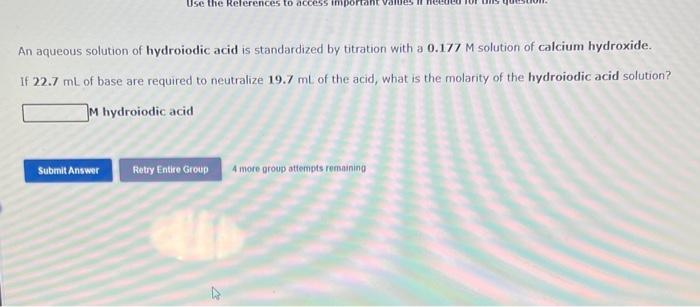 Solved An aqueous solution of hydroiodic acid is | Chegg.com