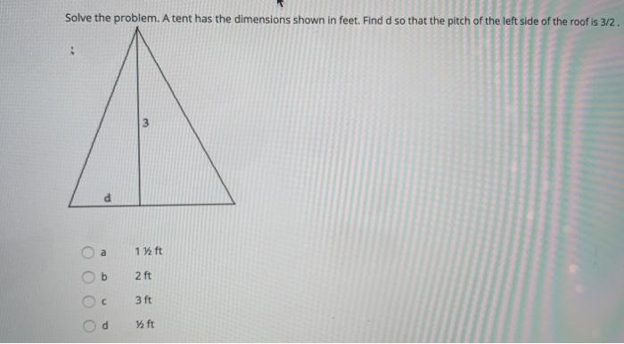 Solved Solve the problem. A tent has the dimensions shown in | Chegg.com
