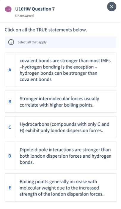 Solved Questions 7-14: Intermolecular Forces Remember that | Chegg.com