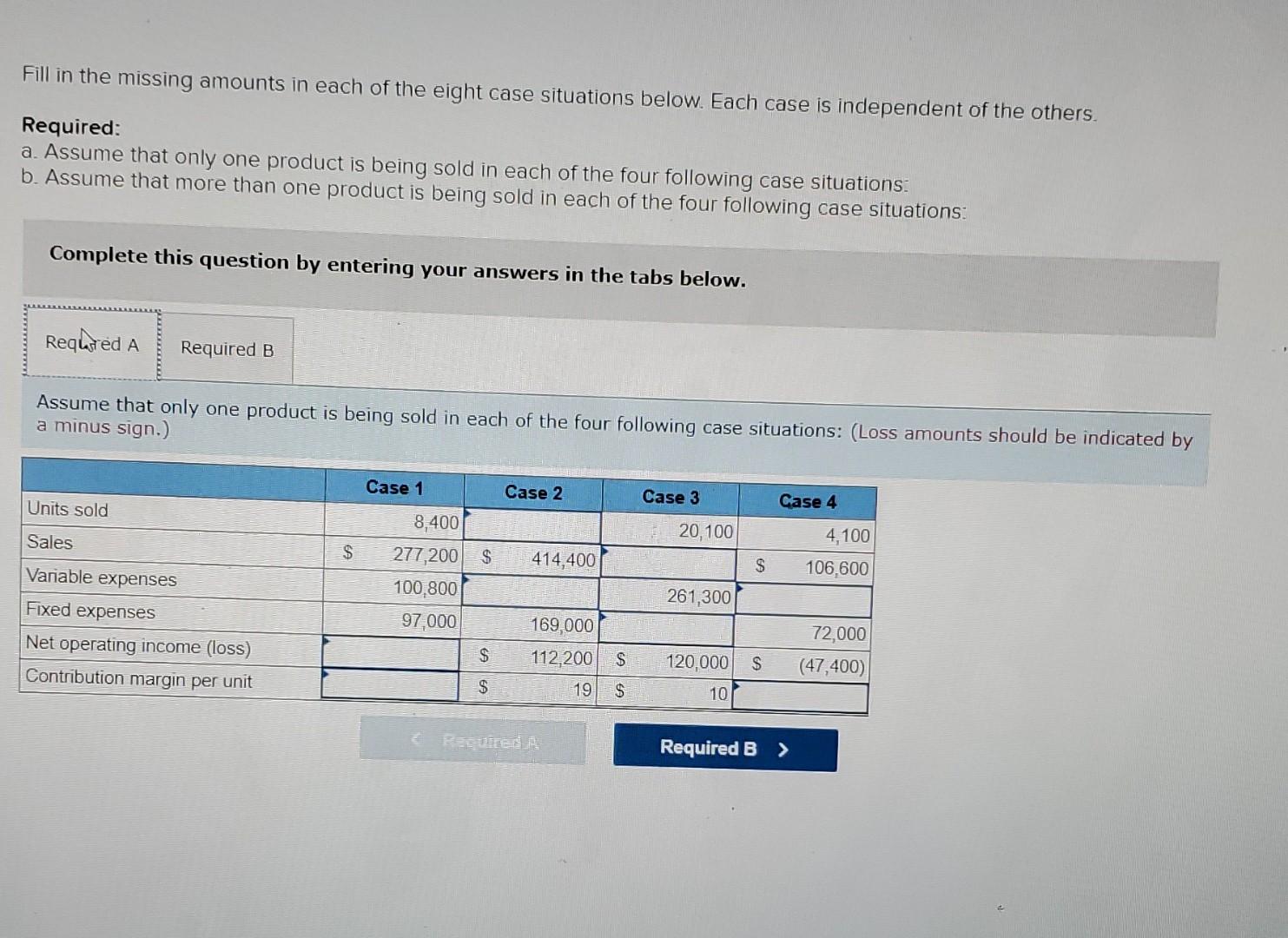 Solved Fill in the missing amounts in each of the eight case | Chegg.com