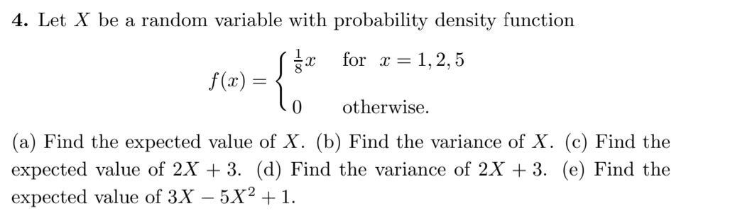 Solved Let x ﻿be a random variable with probability density | Chegg.com