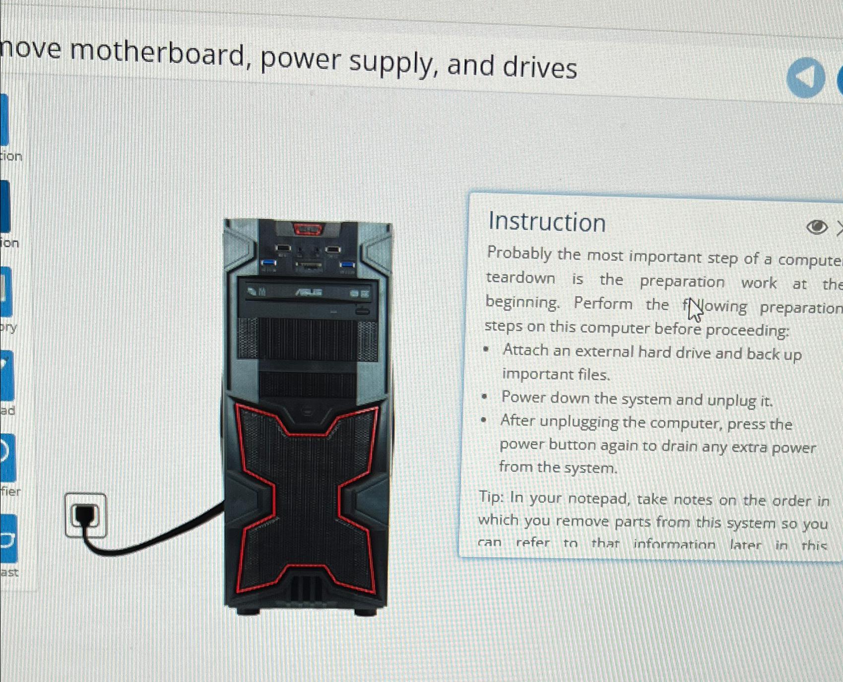 Solved nove motherboard, power supply, and | Chegg.com