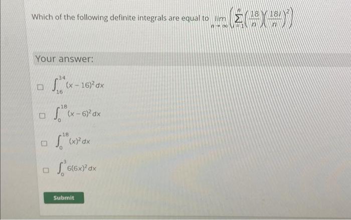 Solved Which of the following definite integrals are equal | Chegg.com