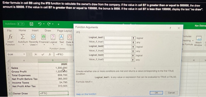 Solved Enter Formula In Cell B9 Using The Ifs Function To 