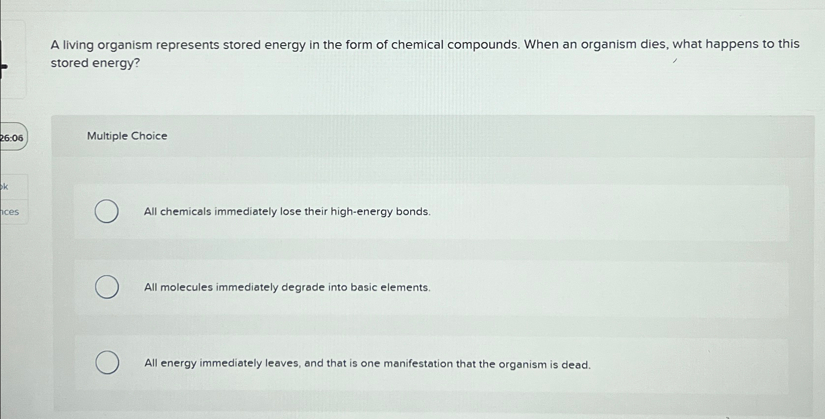 Solved A living organism represents stored energy in the | Chegg.com