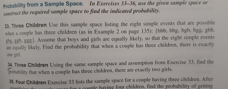 Solved Probability from a Sample Space. In Exercises 33-36, | Chegg.com