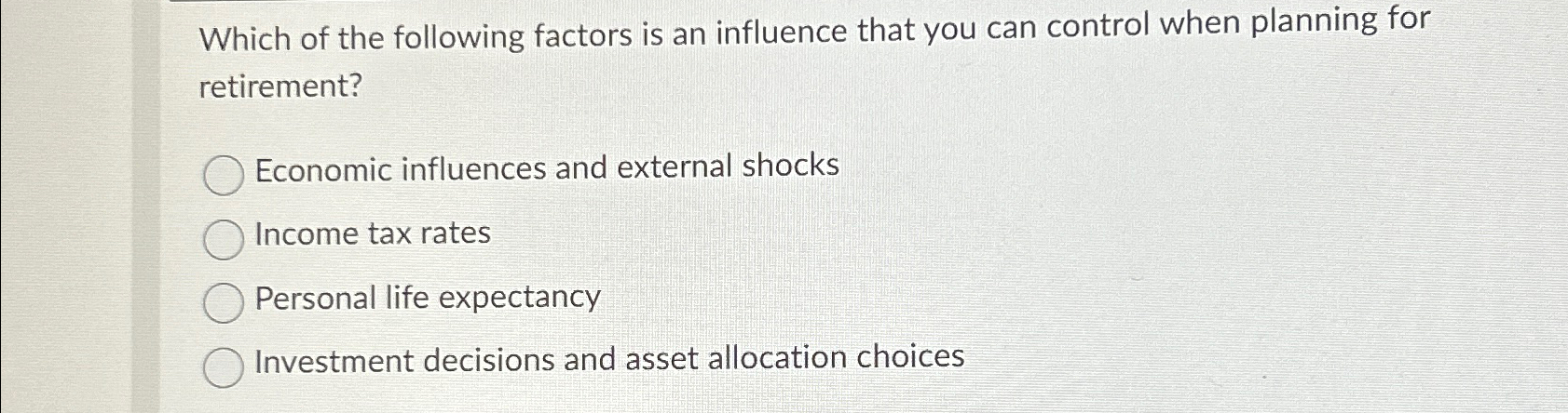 Solved Which of the following factors is an influence that | Chegg.com