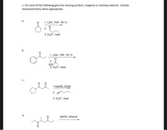 Solved 1. For each of the following give the missing | Chegg.com