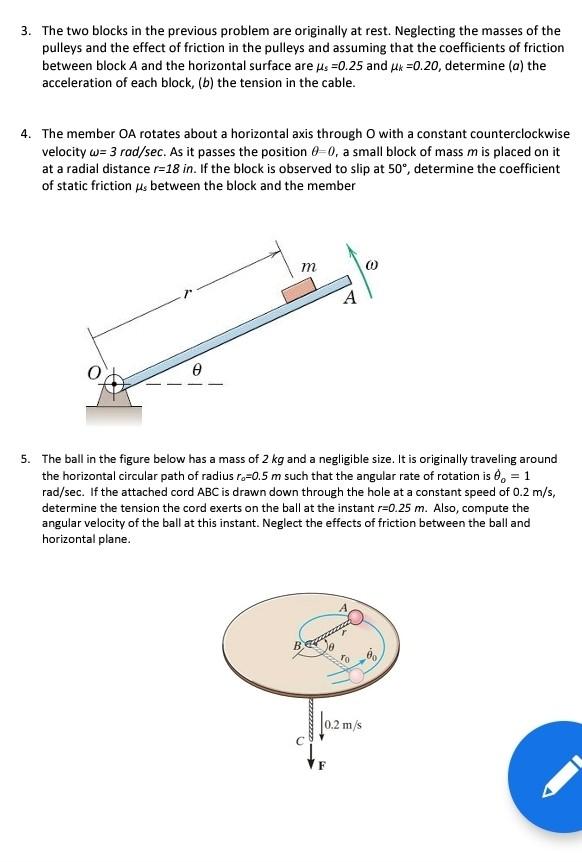 Solved 1. Rod OA rotates about O in a horizontal plane. The | Chegg.com