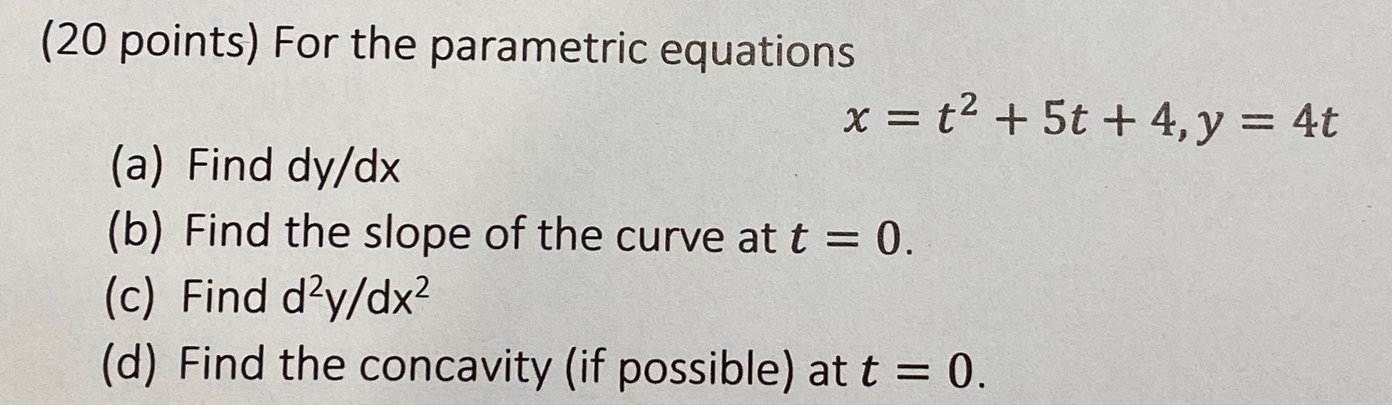 Solved (20 ﻿points) ﻿For the parametric | Chegg.com