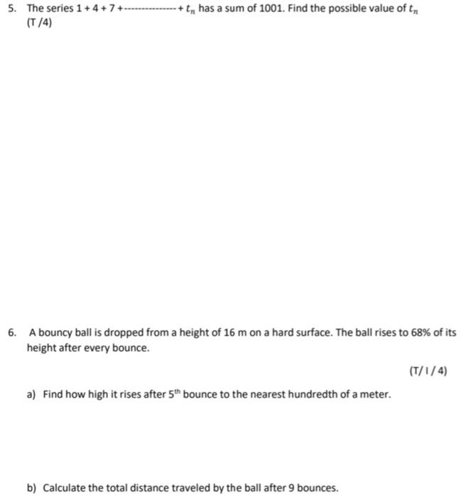 Solved This is MCR3U, sequence and series. please answer | Chegg.com
