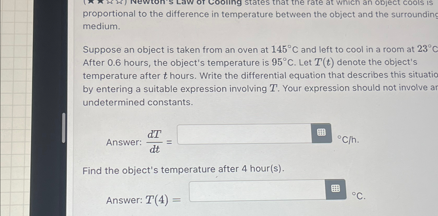 Solved proportional to the difference in temperature between | Chegg.com