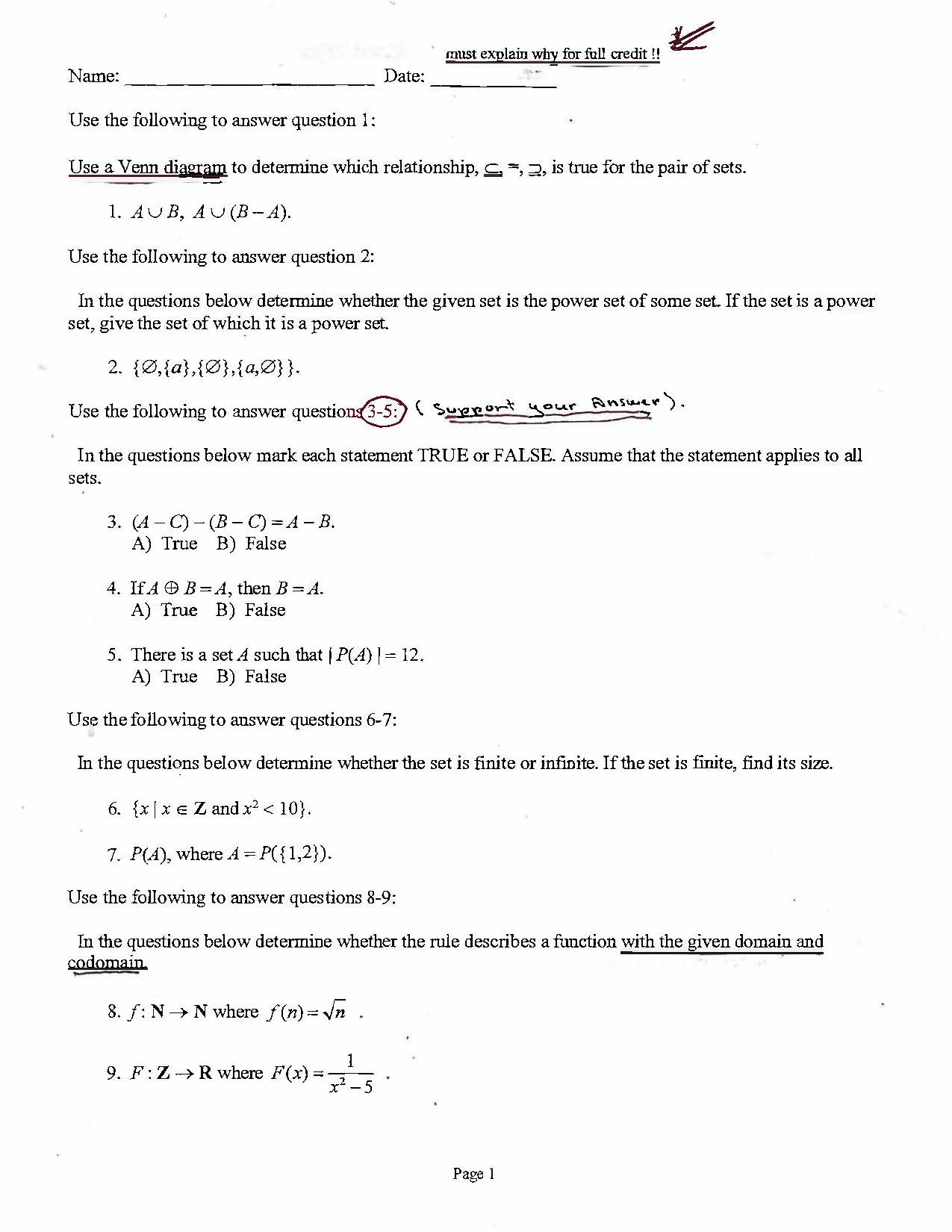 Solved Name:Date:Use the following to answer question 1:Use | Chegg.com