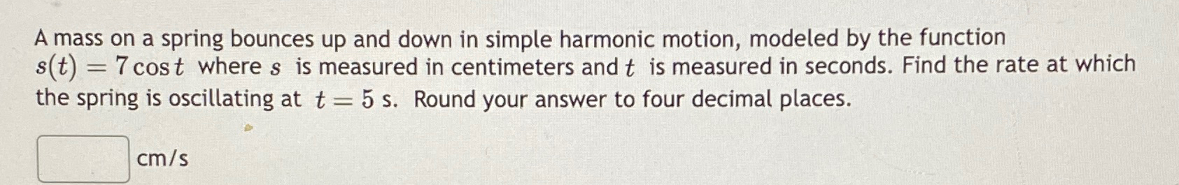 Solved A mass on a spring bounces up and down in simple | Chegg.com