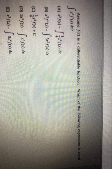 Solved Assume f(x) is a differentiable function. Which of | Chegg.com