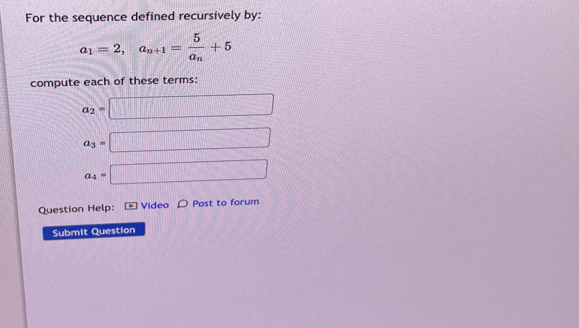 Solved For the sequence defined recursively | Chegg.com
