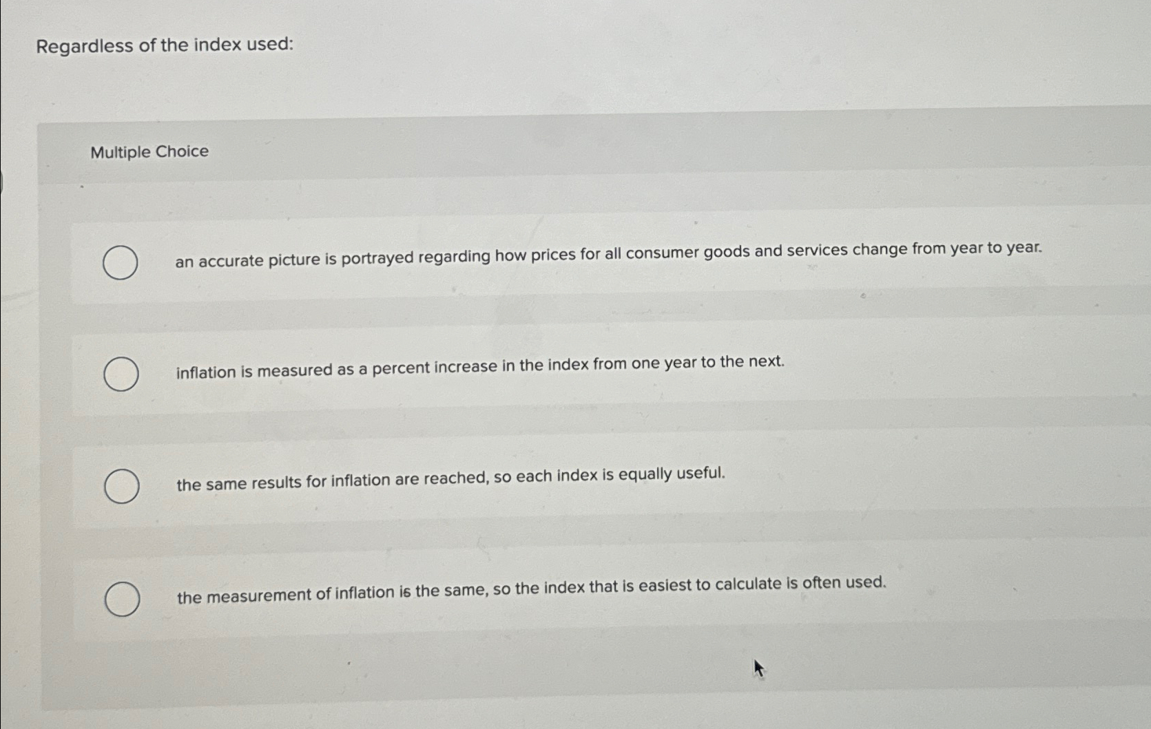 Solved Regardless of the index used:Multiple Choicean | Chegg.com