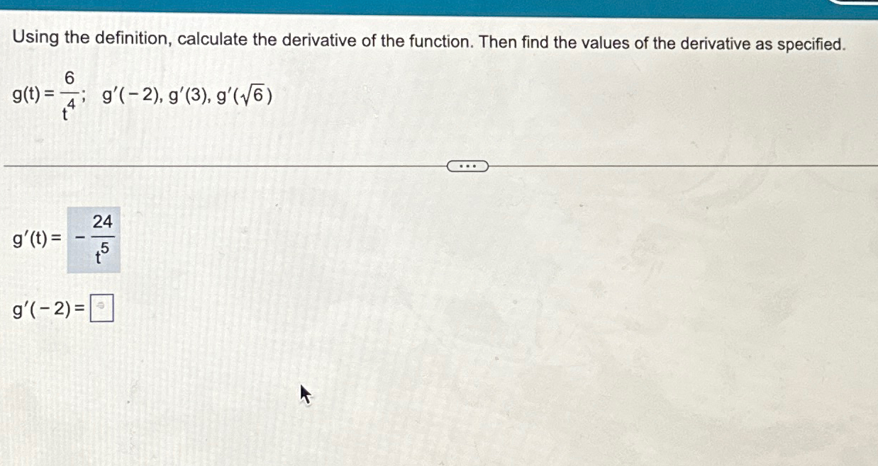 Solved Using the definition, calculate the derivative of the | Chegg.com