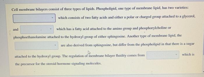 Solved Cell membrane bilayers consist of three types of | Chegg.com