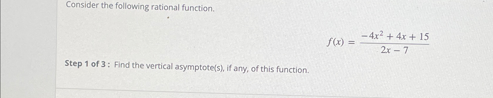 Solved Consider the following rational | Chegg.com