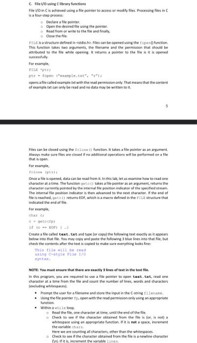 Solved c. File yo wsine C library functions File VOinC is | Chegg.com