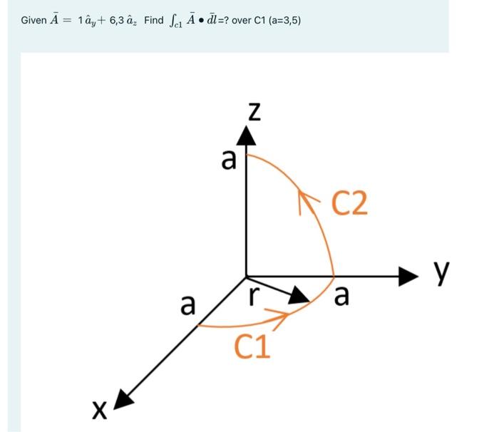 Solved Given Aˉ 1a Y 6 3a Z Find ∫c1aˉ∙dl Over C1 A 3 5