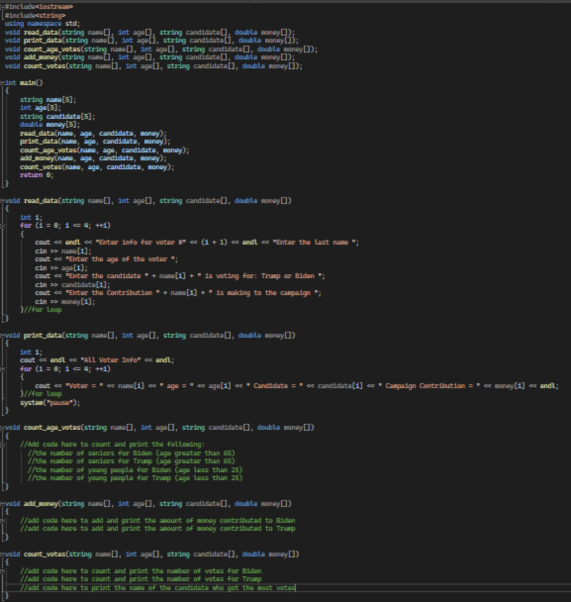 Solved I need assistance in completing this C++program. This | Chegg.com